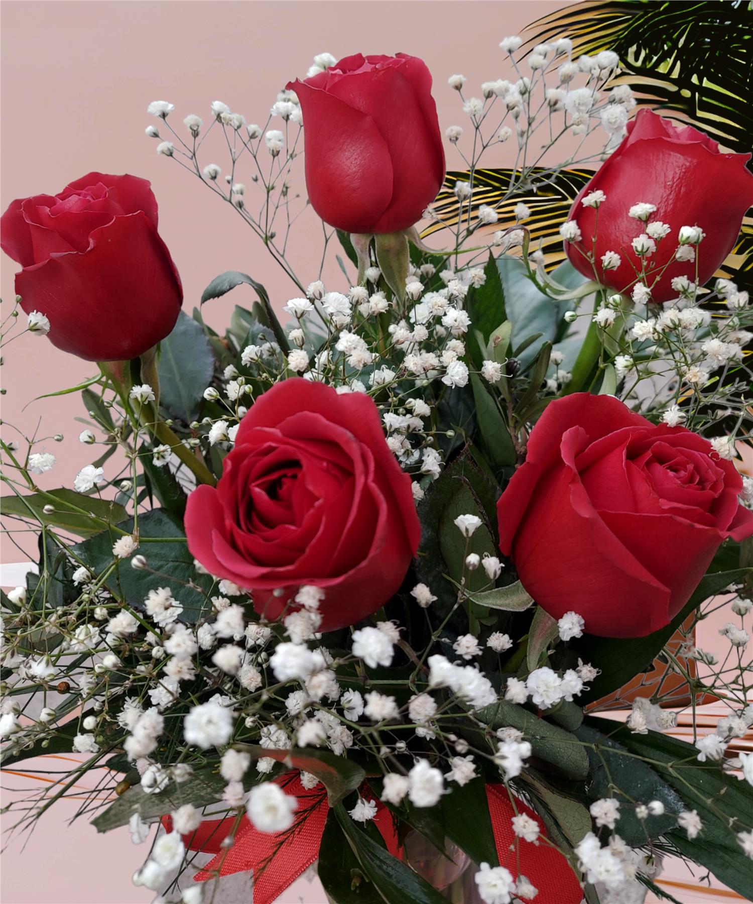 Paşabahçe Cam Vazoda 5 Kırmızı Gül-Sevgili/Eş-Ankara Çiçek